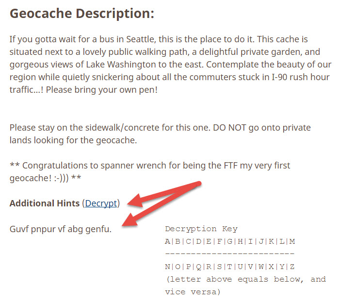Geocaching hints example – Official Blog